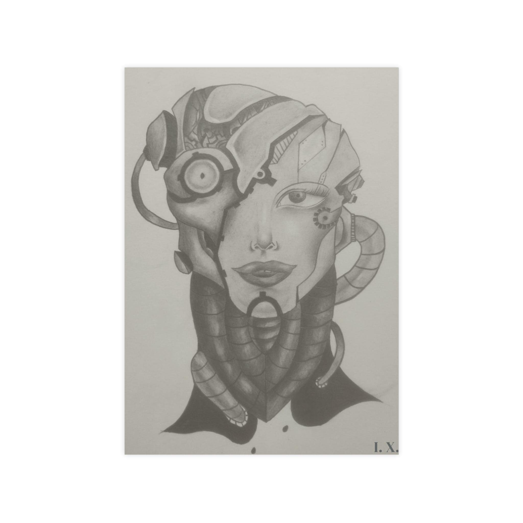 Robot Woman Drawing Poster, Portrait and Landscape Wall Art Print, Home ...