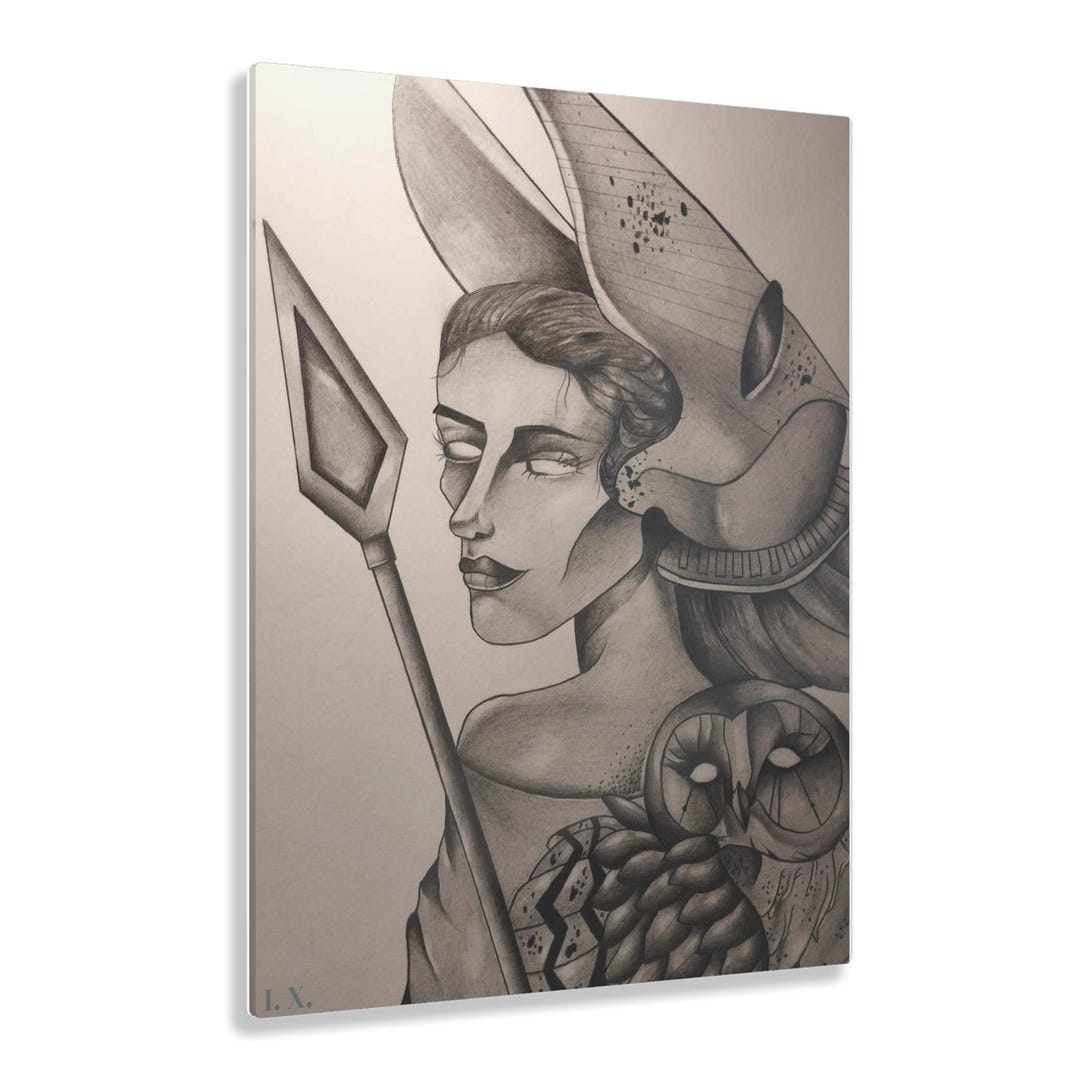 Acrylic Prints Goddess Athena Drawing, Wall Art Decoration, Home Decor ...