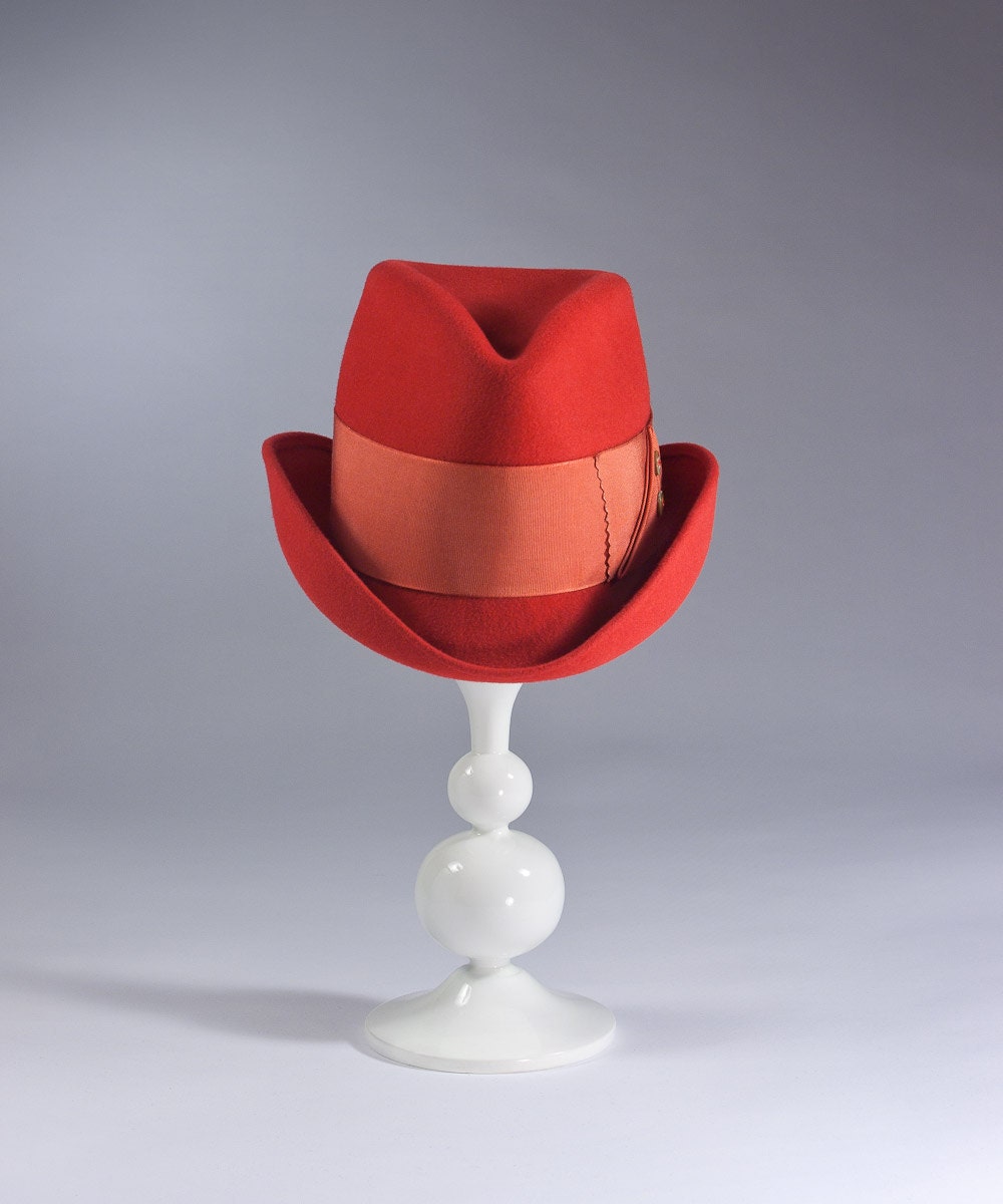 Mod Style Drake Fedora Hat in Tomato Red | Etsy