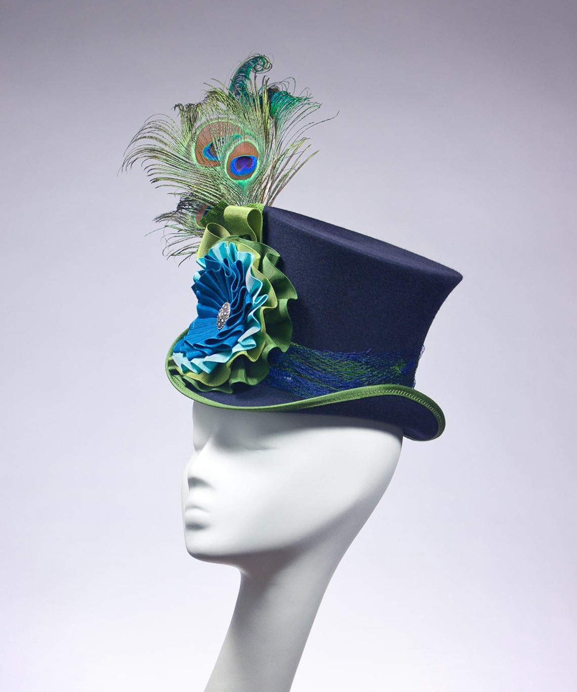 Ladies Navy Blue Mini Top Hat - Etsy