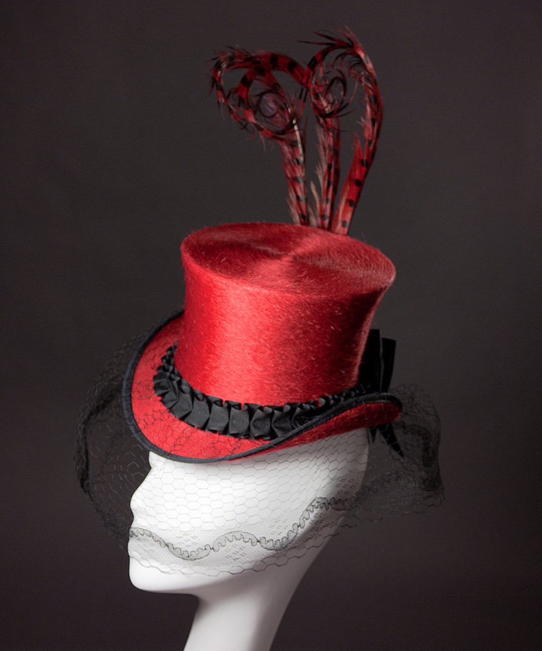 Red 'una' Mini Top Hat Victorian Style - Etsy