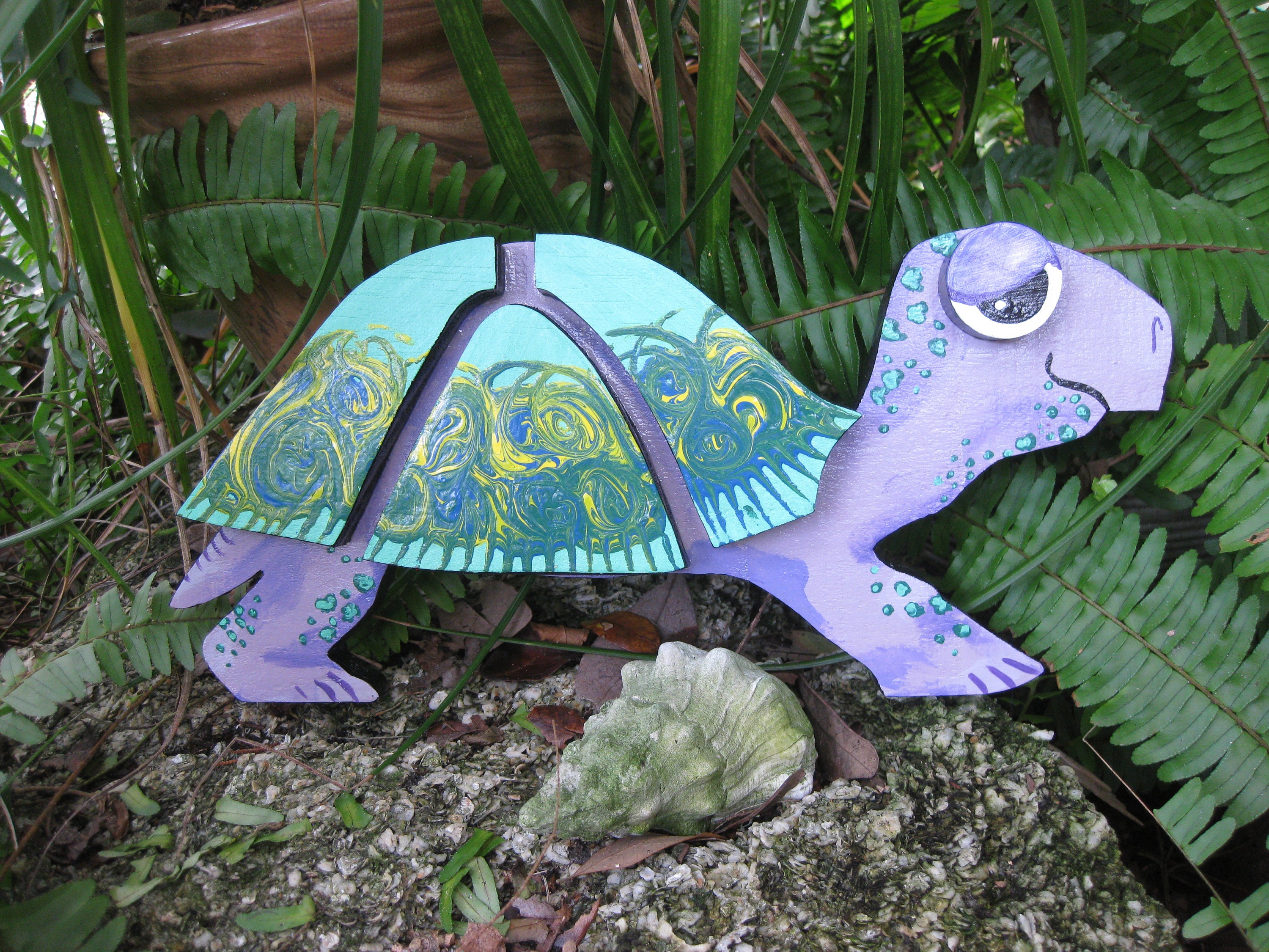 TURTLE Hand PAINTED Wood Ornate Land Turtle ART Tortoise | Etsy