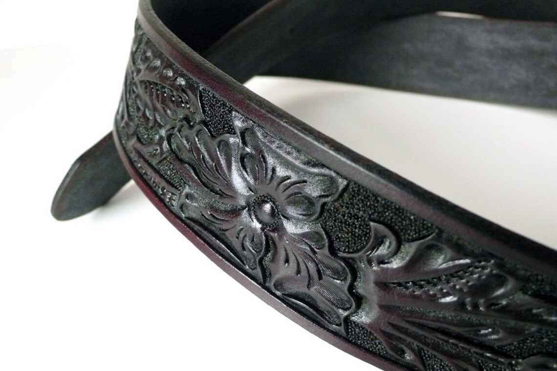 Hand Carved Wild Rose Belt HOLMES Custom - Etsy