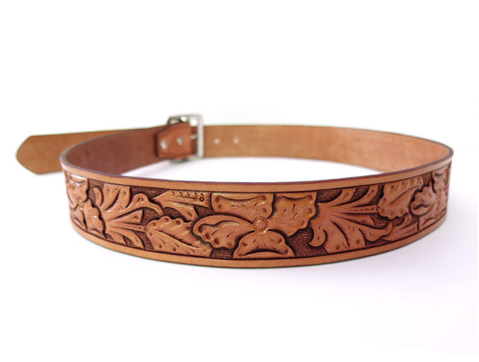 Hand Carved Wild Rose Belt HOLMES Custom - Etsy