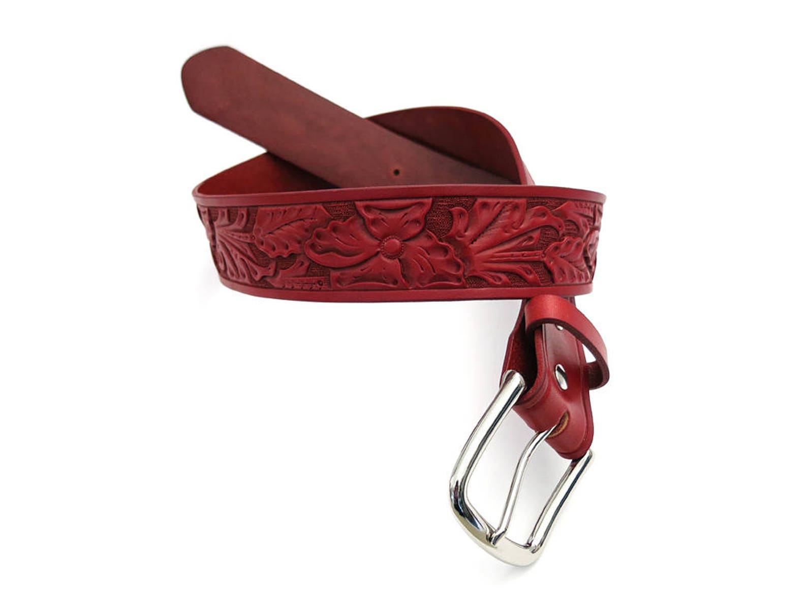 Hand Carved Wild Rose Belt HOLMES Custom - Etsy