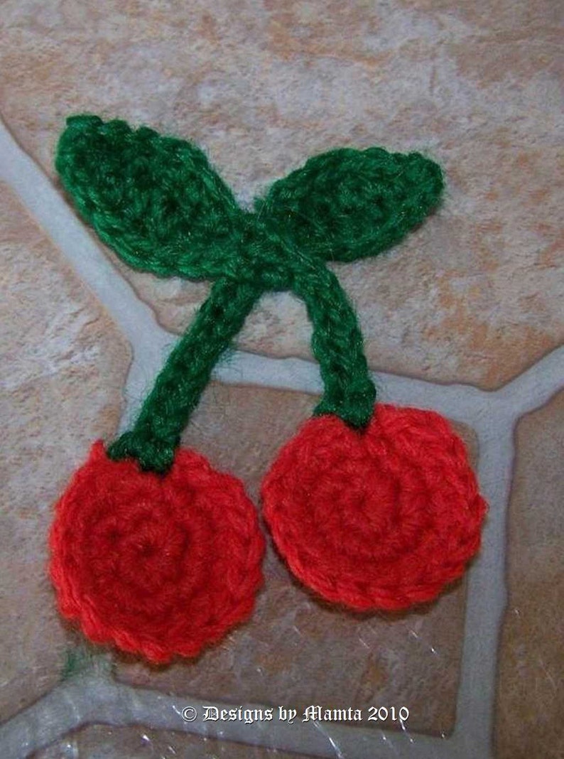 Crochet Cherries Applique Pattern Easy Flower Crochet - Etsy