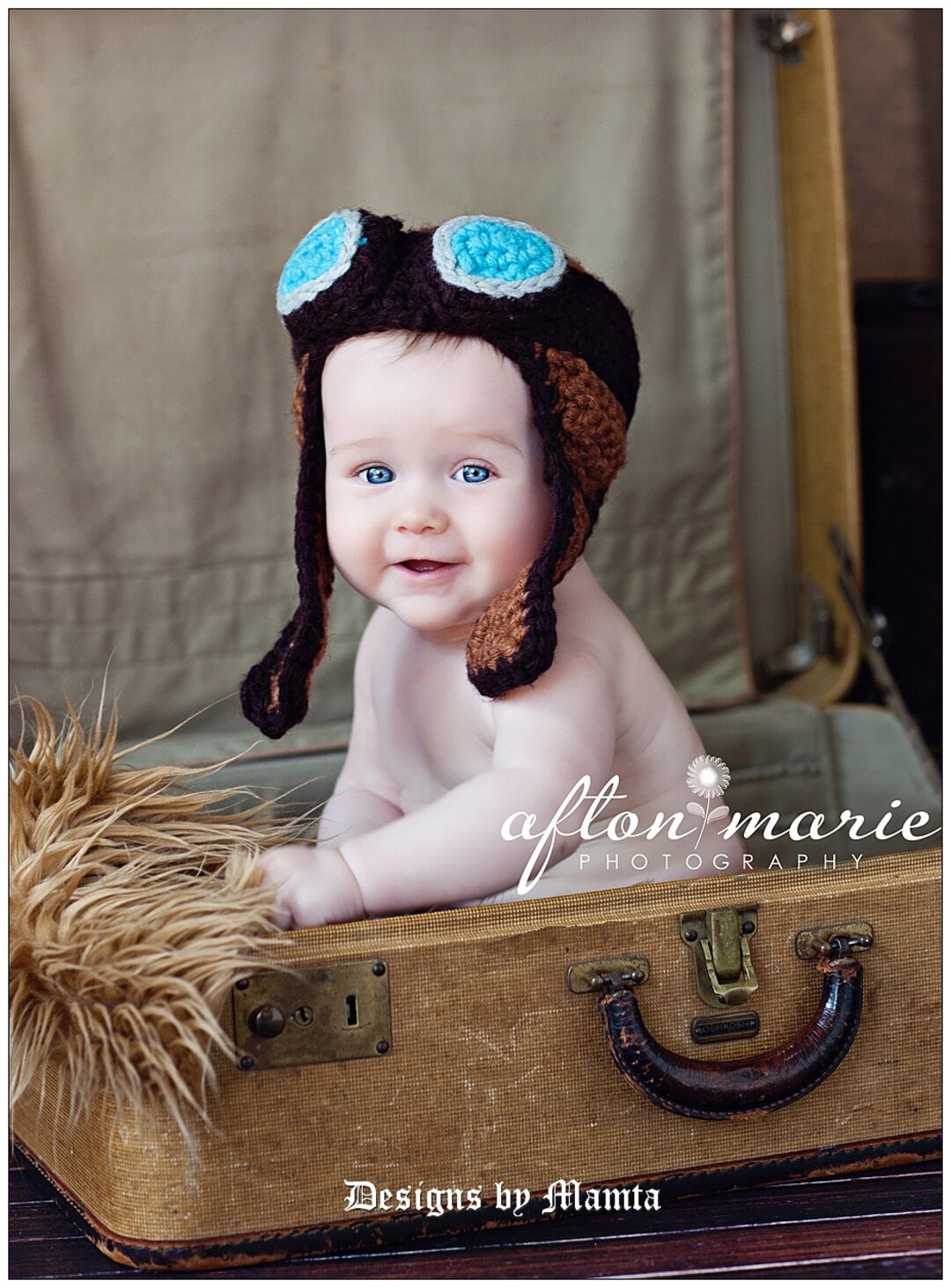 Baby Aviator Hat Crochet Pattern, Bomber Hat Goggles Earflaps, Crochet ...