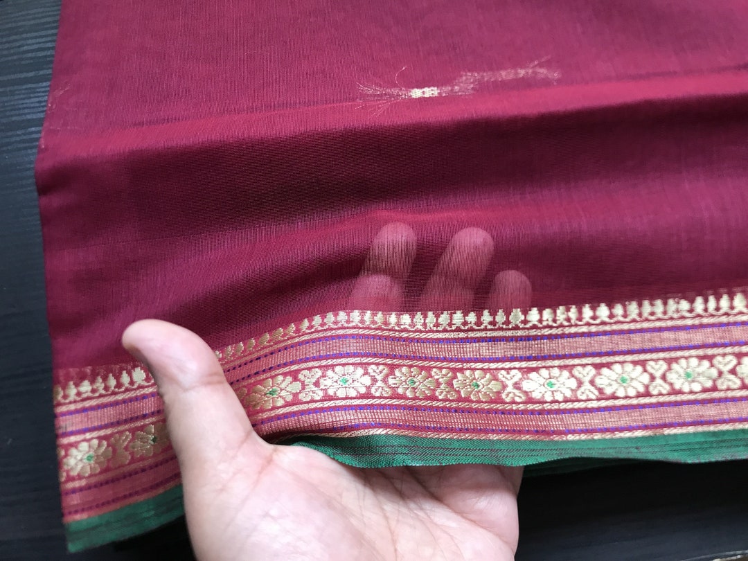 Indian Cotton Saree Fabric, Sheer Sari by the Yard - Etsy