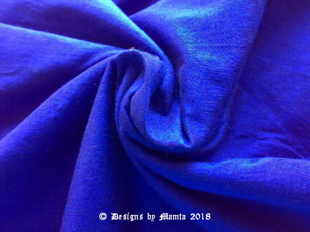 Ultramarine Royal Blue Art Dupioni Silk Fabric, Bright Blue Bridal Silk ...