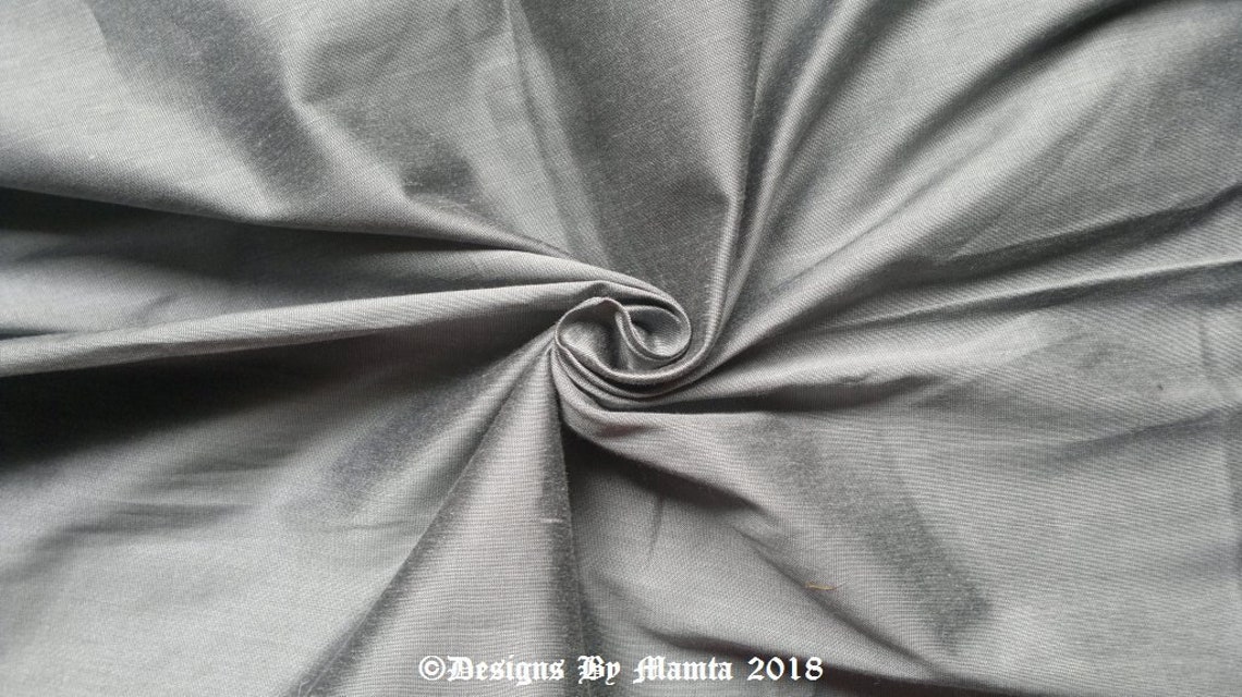 Grey Indian Art Silk Fabric by the Yard Silver Gray Silk | Etsy