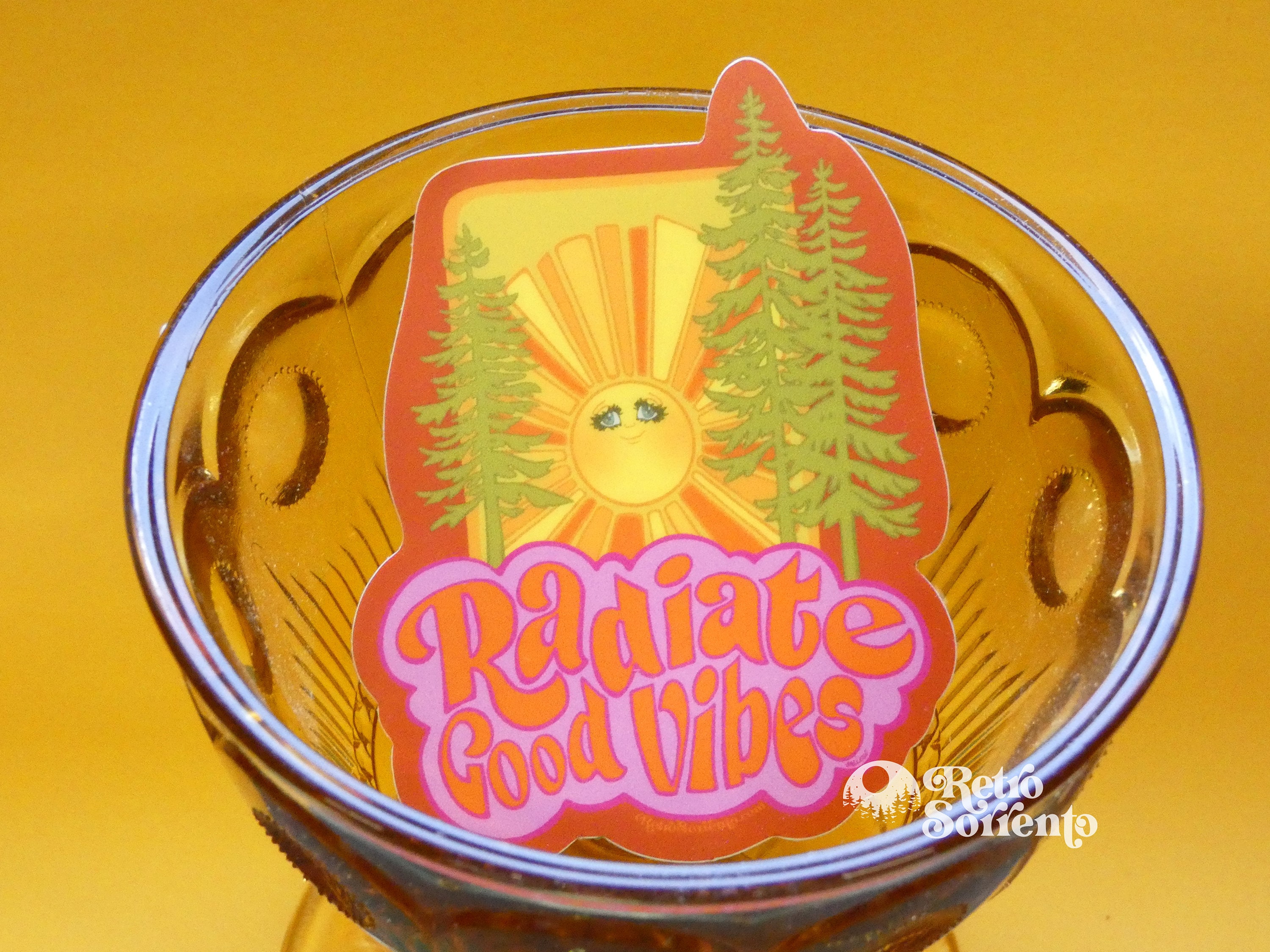 Radiate Good Vibes Sunshine Vinyl Sticker | 3 Inches | Decal | Groovy ...