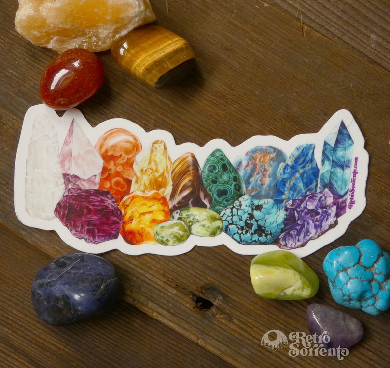 Rainbow Crystals Sticker Chakra Decal Gems Selenite - Etsy