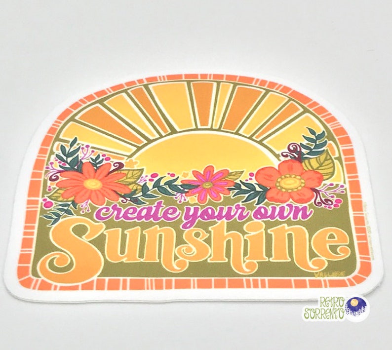 Create Your Own Sunshine Sticker, Positivity Decal, Retro, 70's, Sun ...