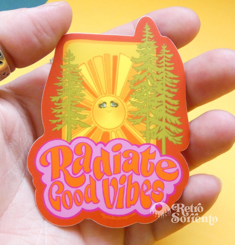 Radiate Good Vibes Sunshine Vinyl Sticker | 3 Inches | Decal | Groovy ...