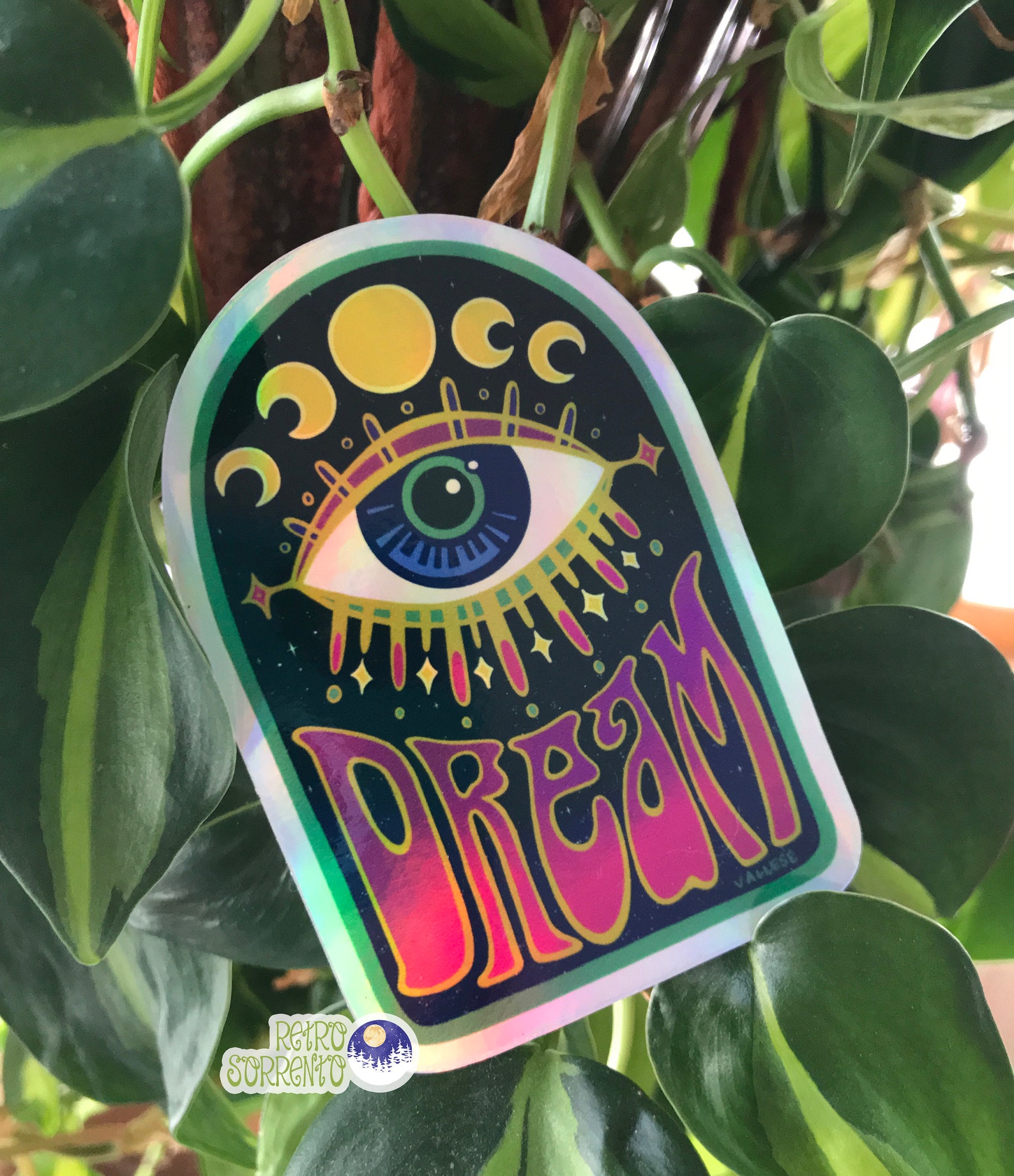 Dream Eye Holographic Sticker, Evil Eye Decal, Bohemian Moon Phase ...