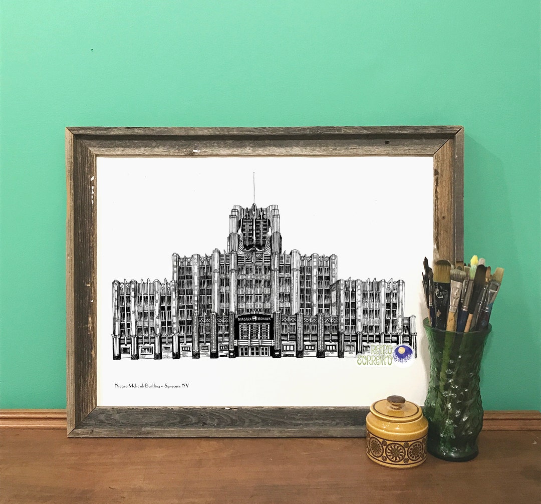 Syracuse NY Niagara Mohawk Building Art, NIMO Illustration, CNY, Cuse ...
