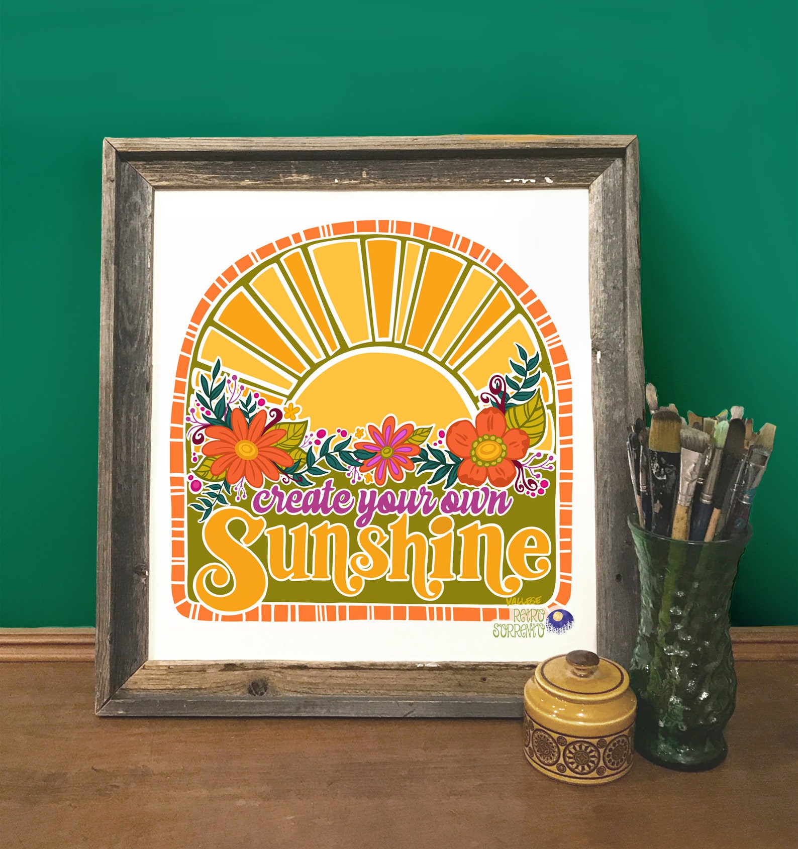 Create Your Own Sunshine Wall Art Sun Illustration Retro - Etsy