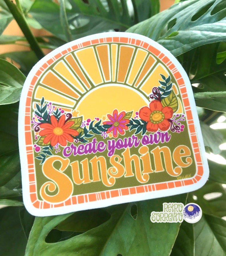 Create Your Own Sunshine Sticker Positivity Decal Retro - Etsy