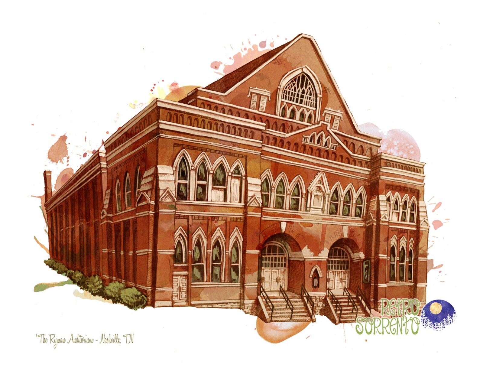 Ryman Auditorium Art Print, Mother Church Illustration, Nashville TN ...