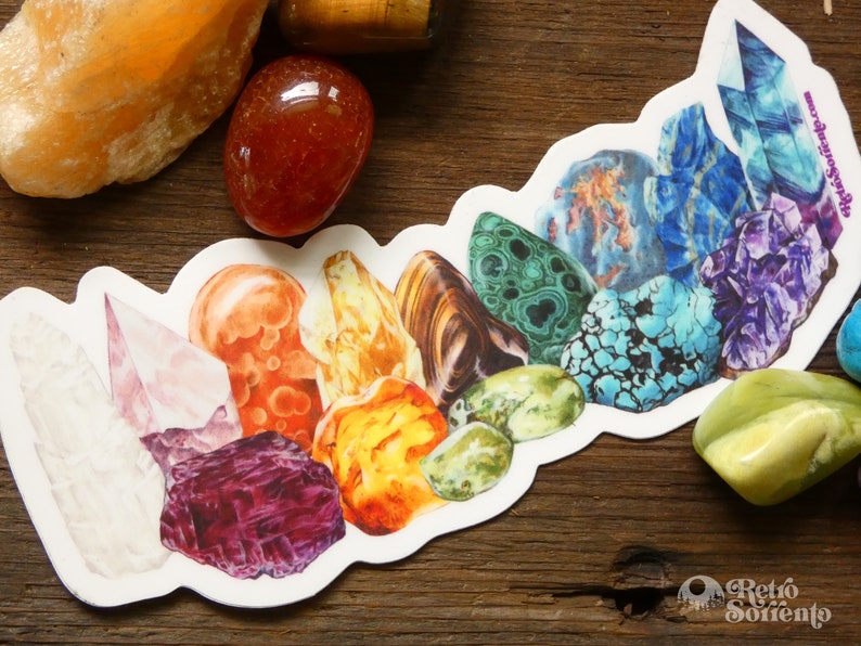Rainbow Crystals Sticker Chakra Decal Gems Selenite - Etsy