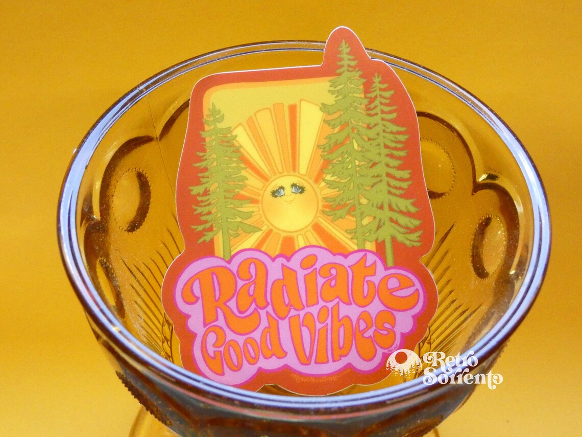 Radiate Good Vibes Sunshine Vinyl Sticker | 3 Inches | Decal | Groovy ...