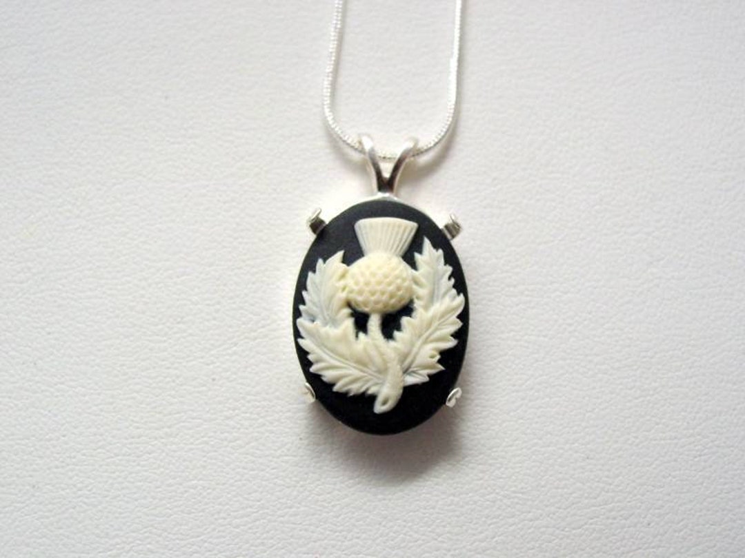 Scottish Jewelry, Sterling Silver, Thistle Cameo Necklace, Scottish ...