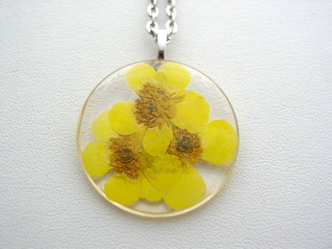 Buttercup Necklace Real Dried Buttercups Pressed Flowers - Etsy