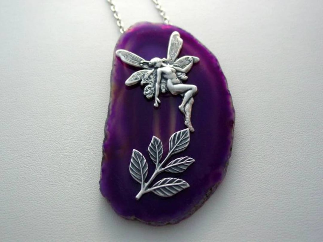 Fairy Agate Geode Necklace Natural Polished Purple Fairy Geode Pendant ...