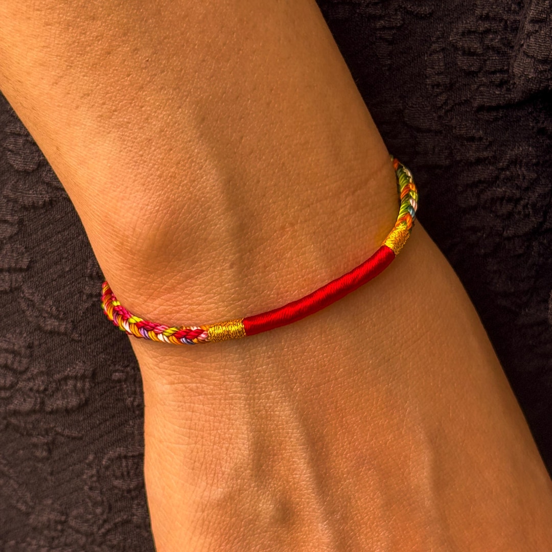 Tibetan Five-color Woven Bracelet With Red Center Thread, Family ...