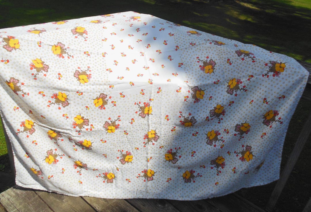 Fabric Tablecloth Beba Brand Floral Print Tablecloth off White ...