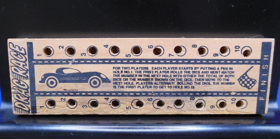 Vintage Game Peg Board Drag Race for 2 Players No Makers Mark Circa ...