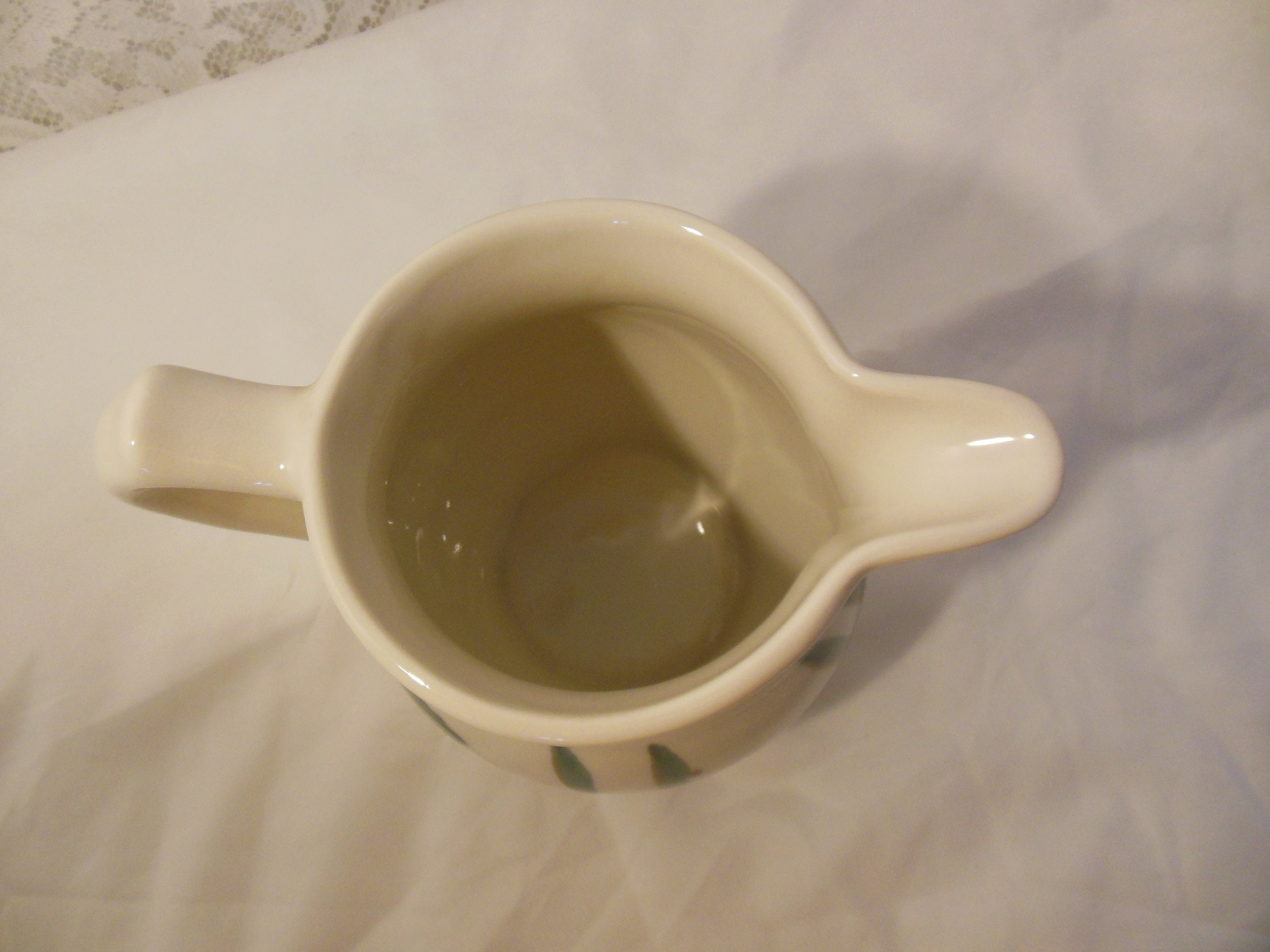 Vintage 1976 Hartstone Pottery zanesville, OH Pitcher Green Leaves and ...