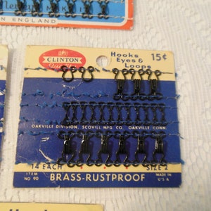 Four (4) Sets of Hook Eyes & Loops on Original Cards -- Vintage Sewing ...
