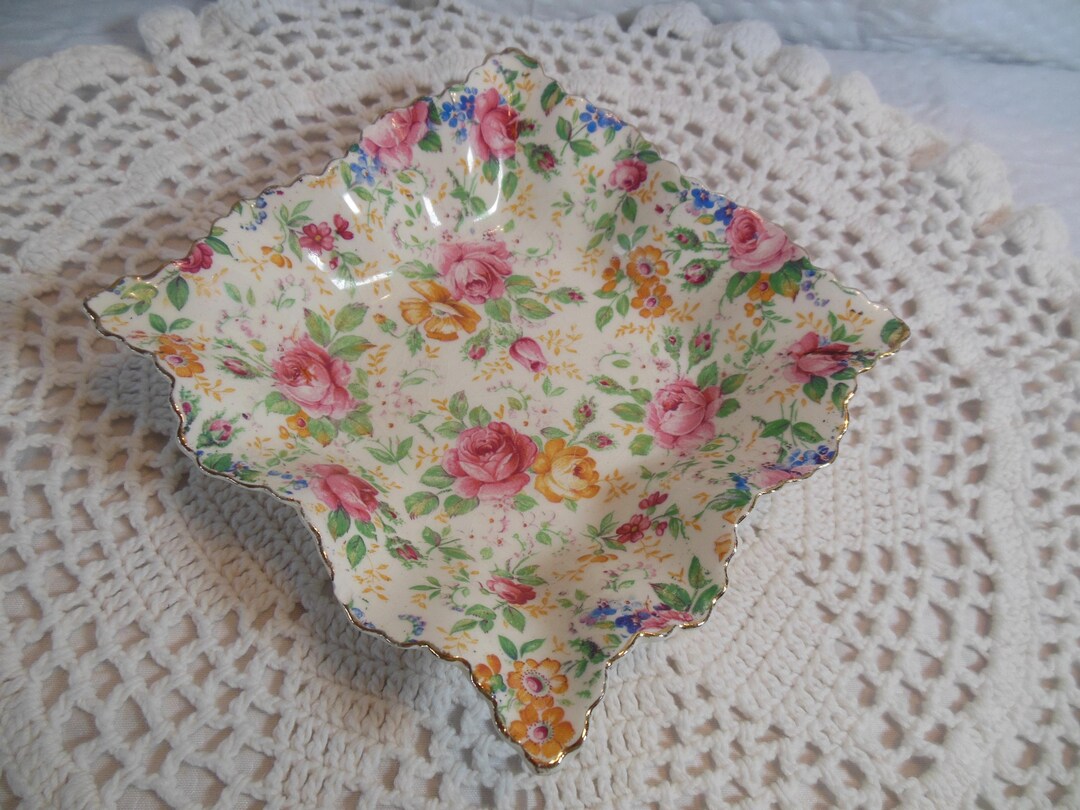 Dish Trinket Ceramic Fenton Rose Chintz Pattern James Kent LTD ...