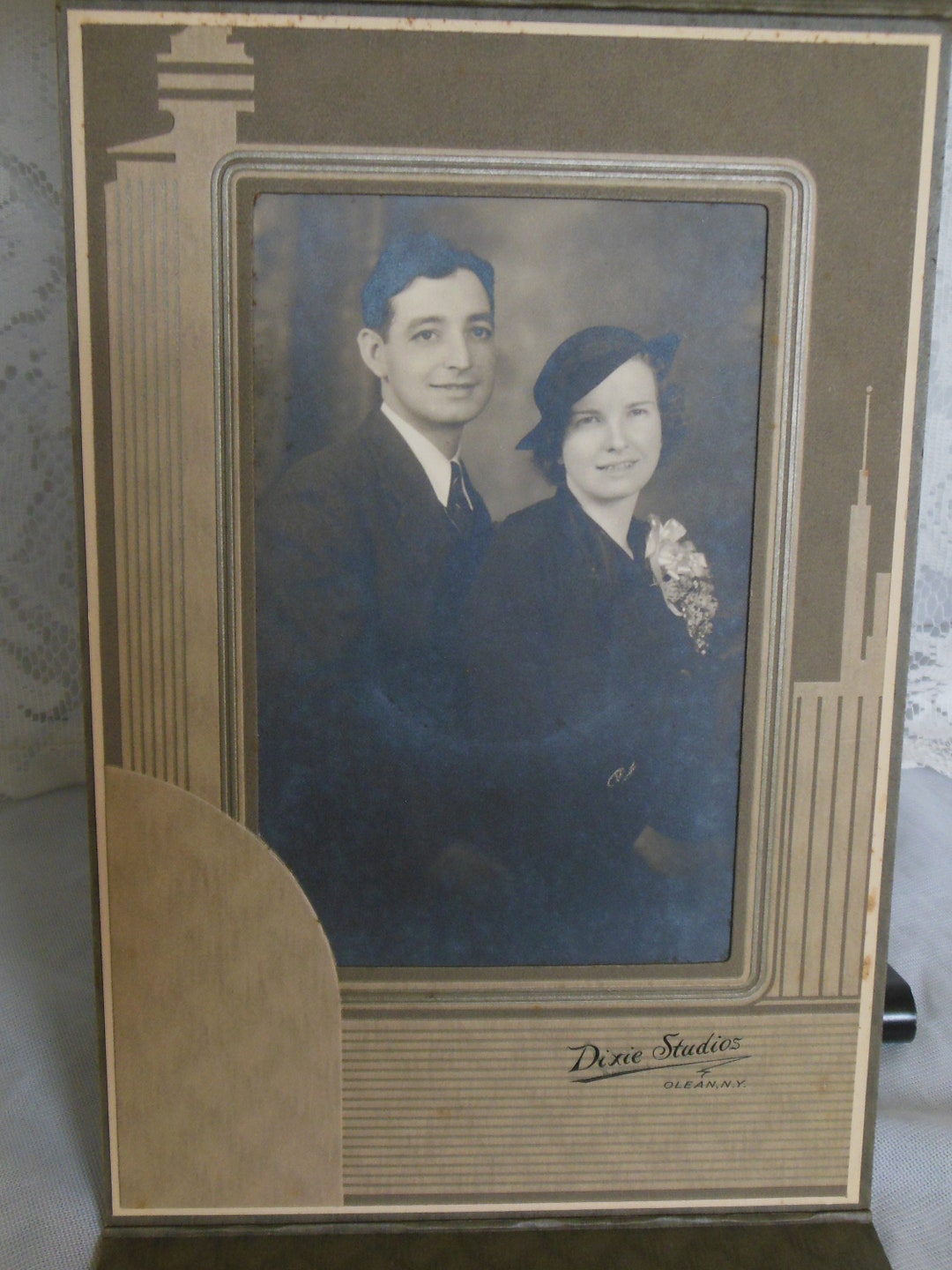 Vintage Parlor Photo Dixie Studios, Olean, NY Art Deco Style Man ...