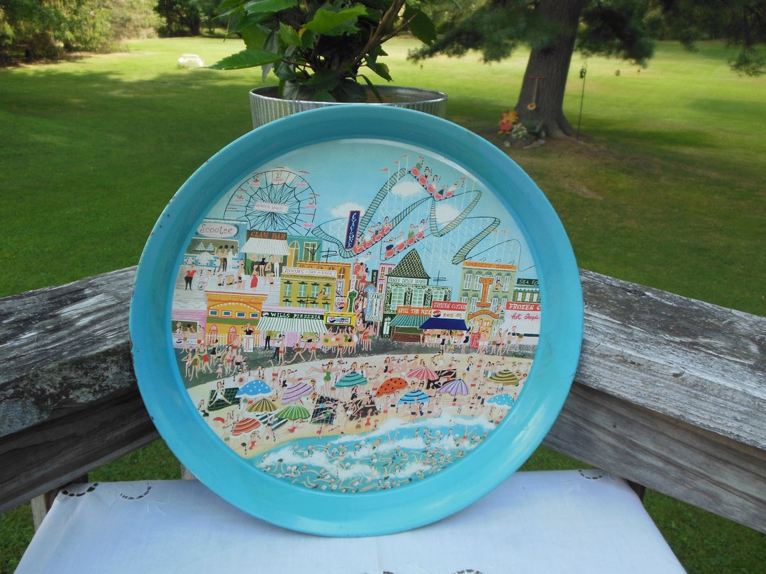 Vintage Round Pepsi Tray Depicting Coney Island Beach and - Etsy