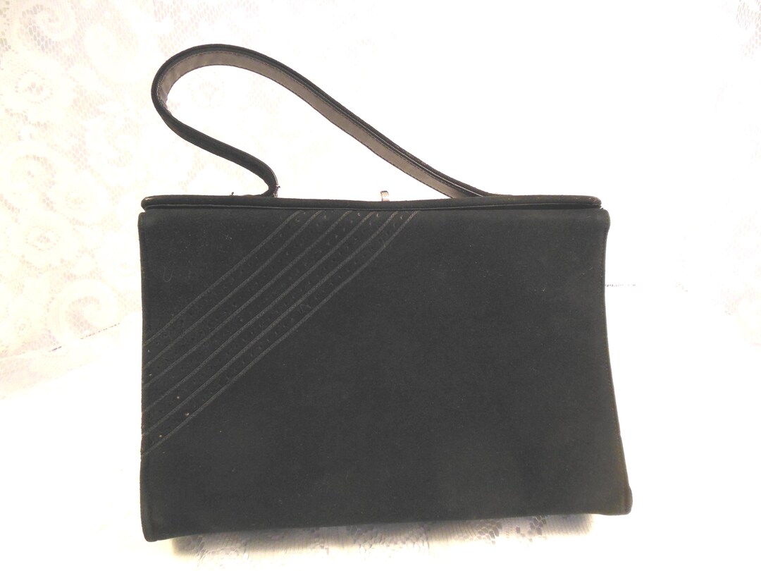 Vintage Black Hand Bag Purse Melbourne Bags for Johansen 1950s Sueded ...