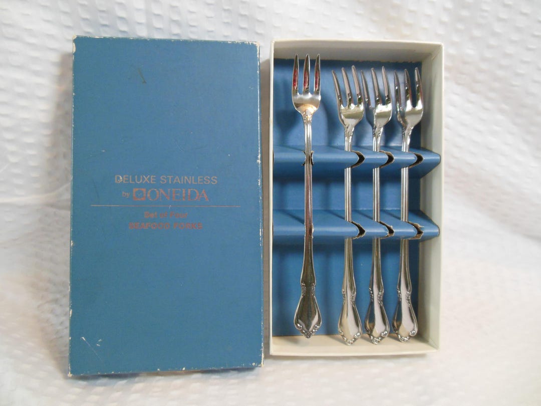 Seafood Forks Oneida Stainless Steel Chateau Pattern Set of 4 Original ...
