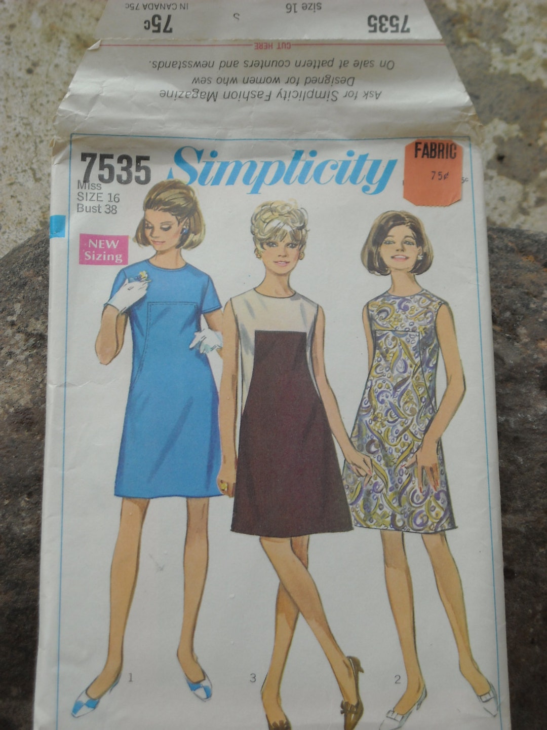 Sewing Pattern Simplicity #7535 Simple Vintage Dress Pattern Dated 1968 ...