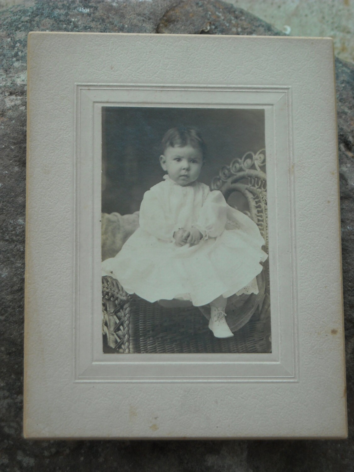 Precious Vintage Parlor Photo of Small Child on Rattan Chair - Etsy
