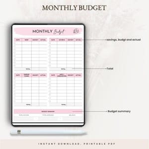 Printable Monthly Budget Planner: Financial Expense Tracker (digital ...