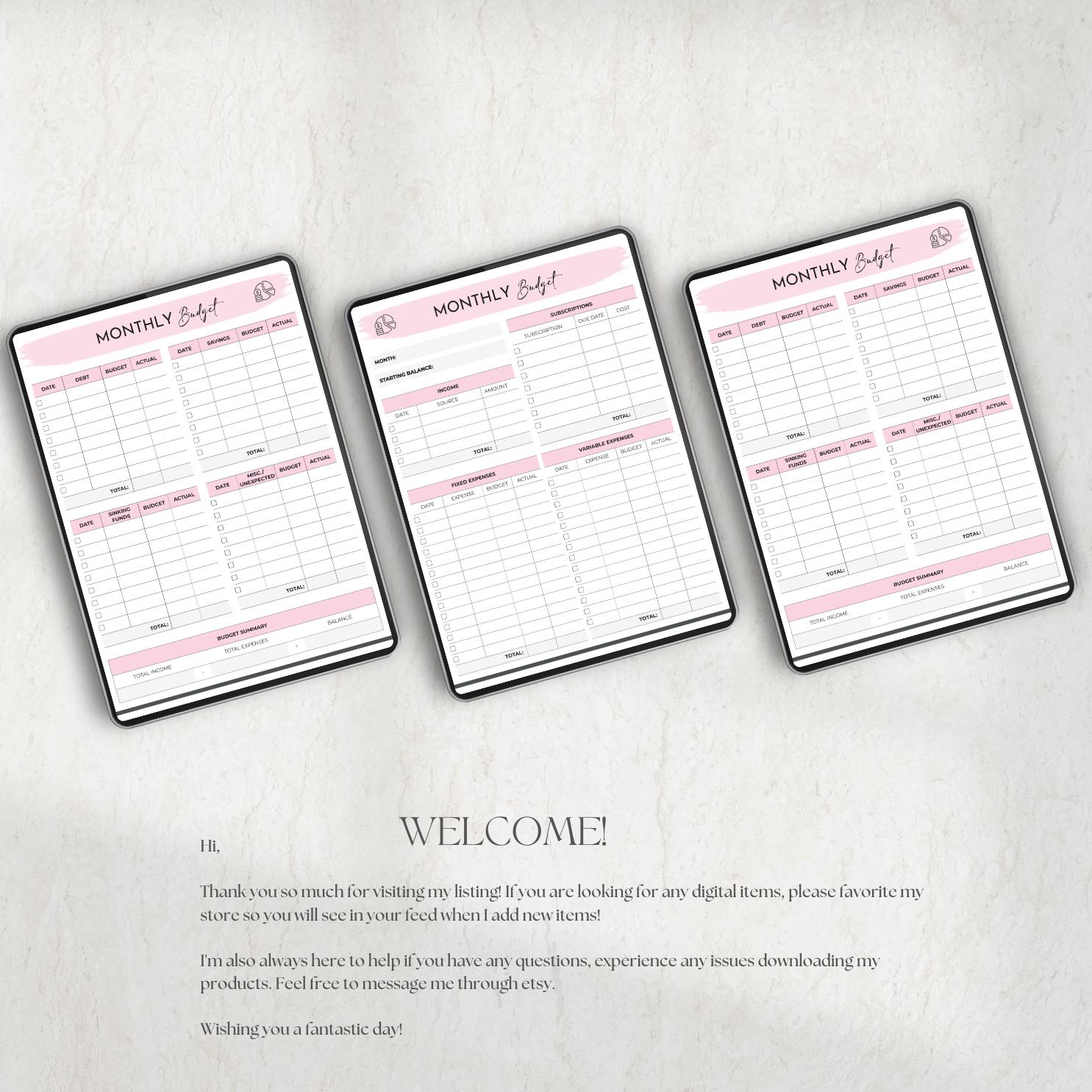 Printable Monthly Budget Planner: Financial Expense Tracker (digital ...