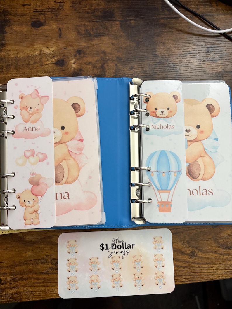 A6 Teddy Bear Money Binder – Kids Save, Spend, Give Envelopes (custom ...