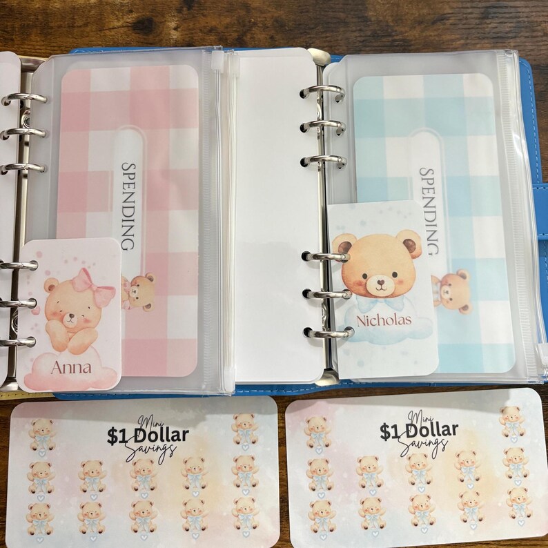 A6 Teddy Bear Money Binder – Kids Save, Spend, Give Envelopes (custom ...