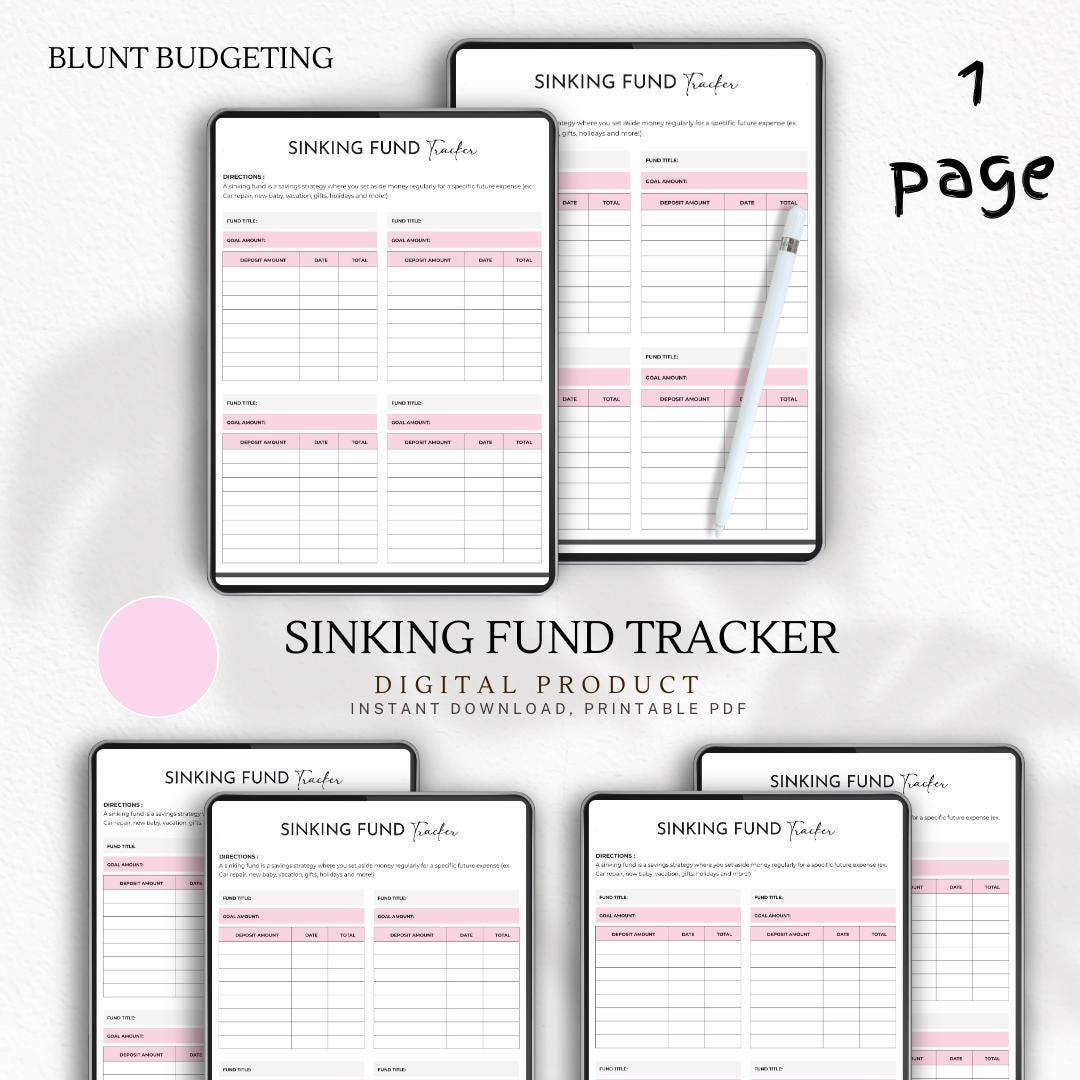 Sinking Fund Tracker, Printable Savings Tracker, Budget Planner ...