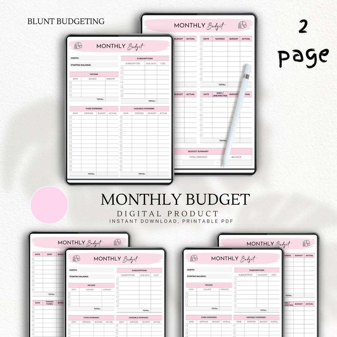 Monthly Budget Planner, Printable Budget Tracker, Financial Planner ...