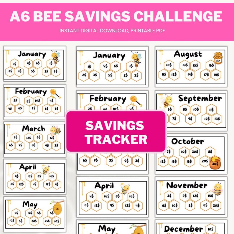 Bee Savings Challenge: A6 Budget Tracker (digital Download) - Etsy
