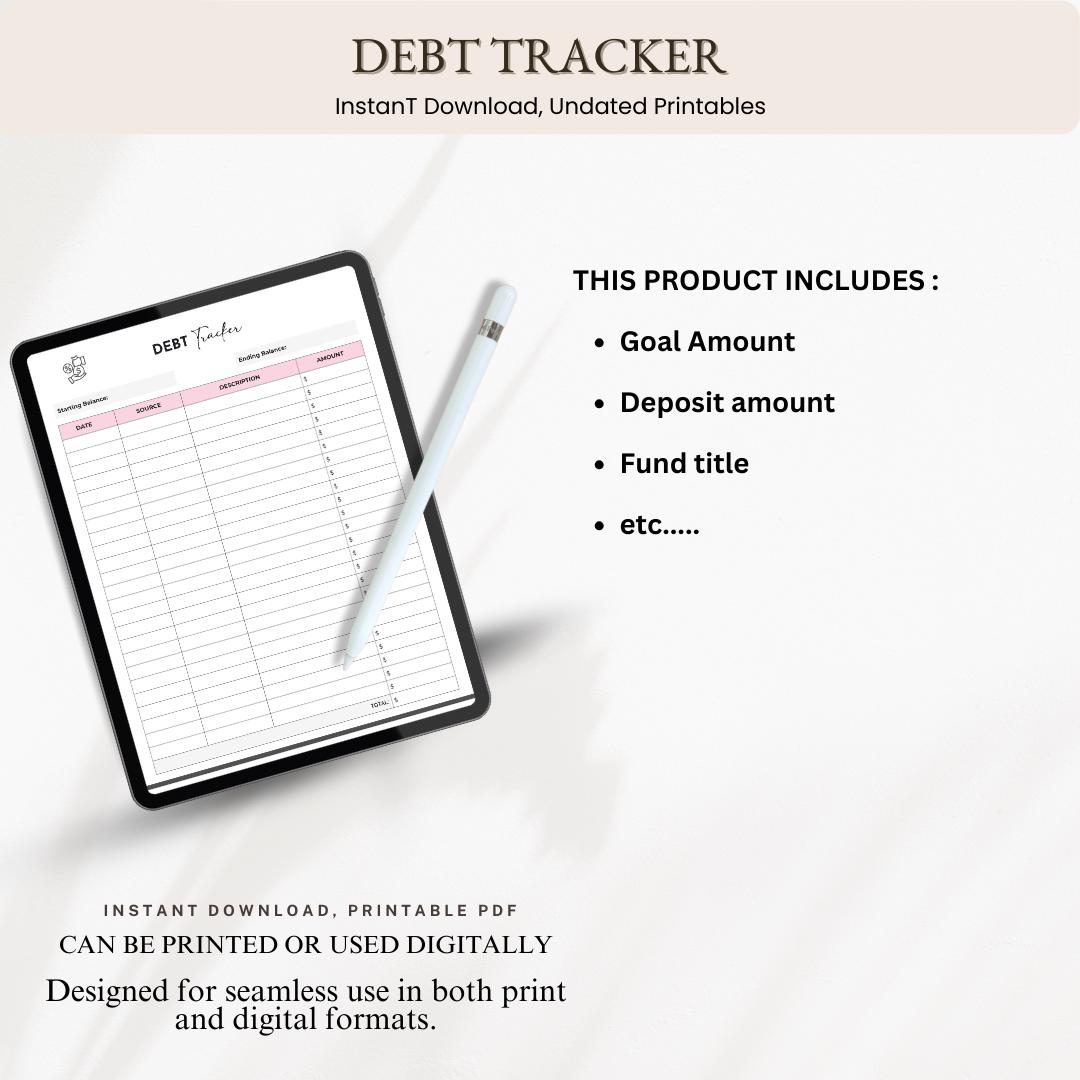Printable Debt Tracker: Financial Planner, Money Management (digital ...