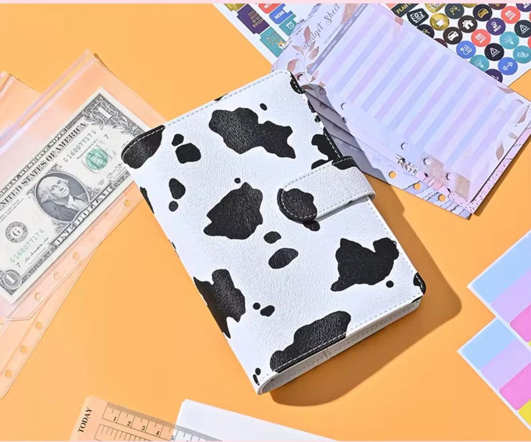 Cow Print Budget Journal Binder With 8 Envelopes A6 Size, for Cash ...