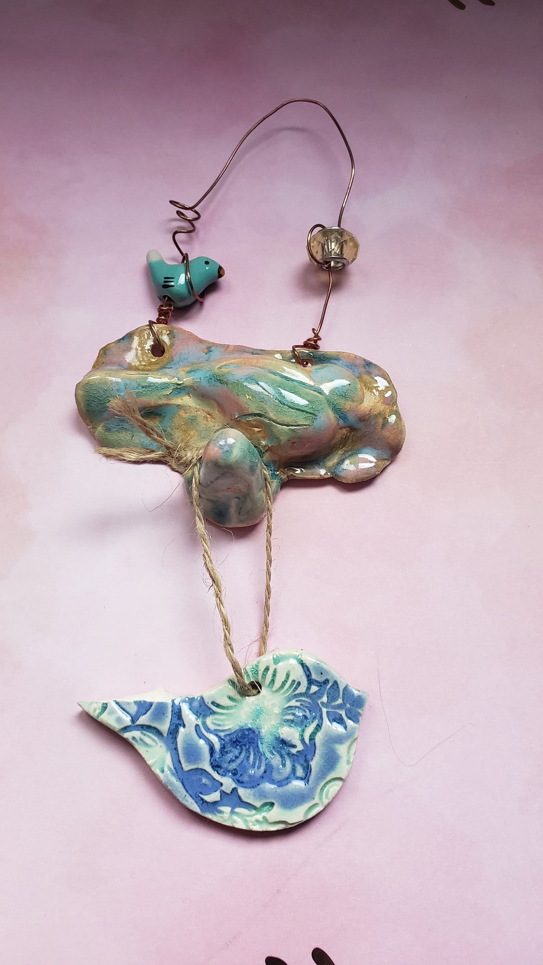 Hanging Ceramic Bird Hanger, Bird Decoration by Styx - Etsy